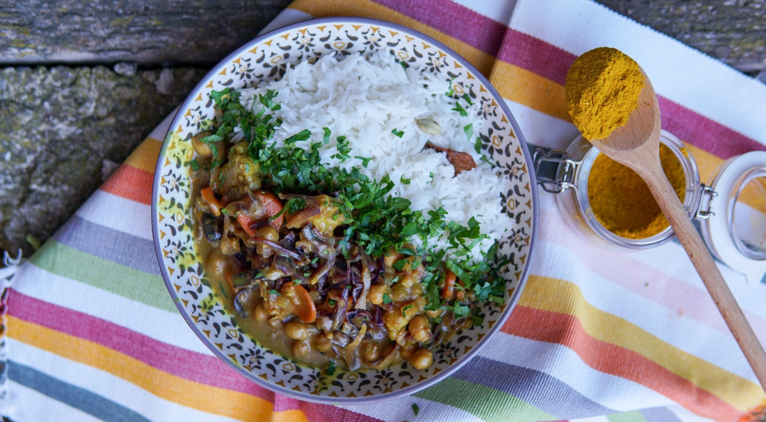 Curry di verdure indiano con riso Basmati - la Ricetta di Davide Zambelli